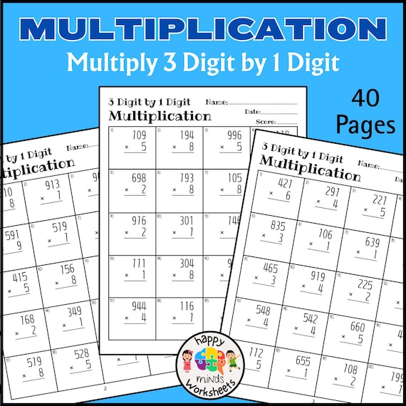 Math Multiplication Worksheets 3 Digit