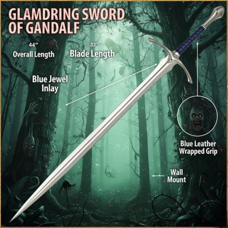 Handmade Glamdring Sword of Gandalf With Scabbard - Etsy