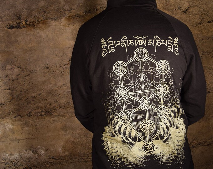 Tree of Life Yoga Hoodie With Flower of Life Hood OM Crystal Infused ...