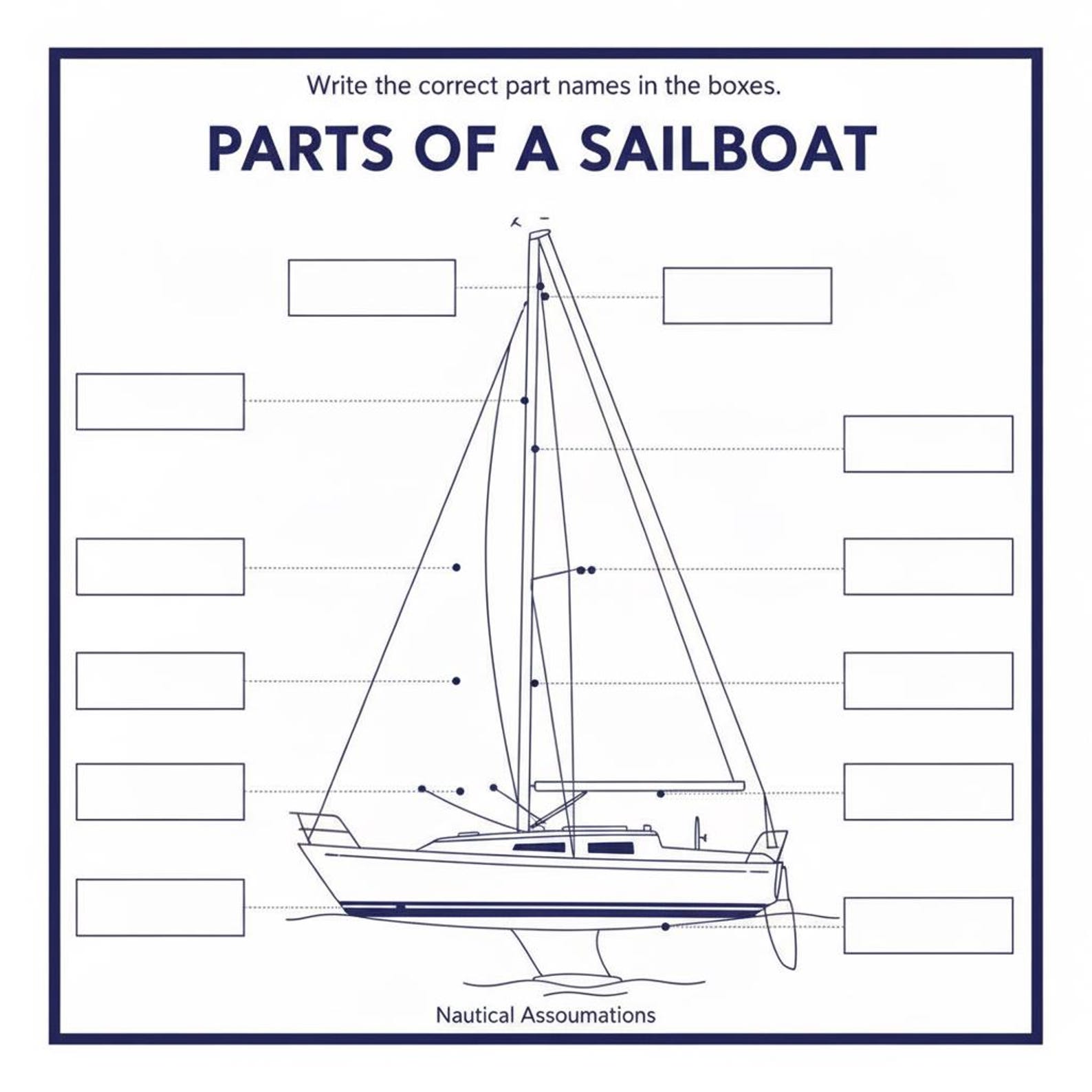 Sailboat Parts Worksheet: Printable Sailing Education Activity (PDF) - Etsy