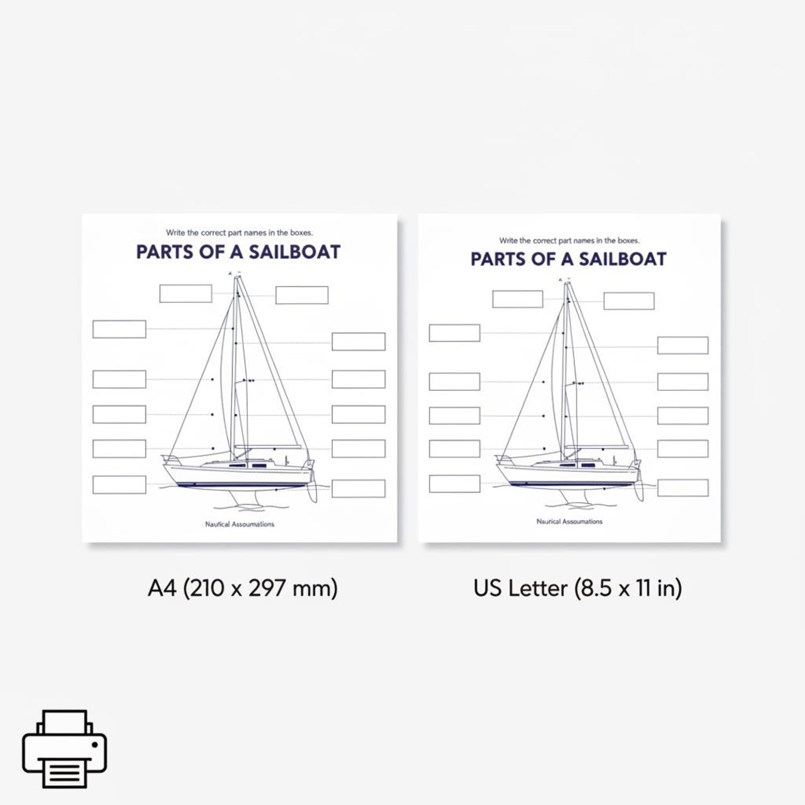 Sailboat Parts Worksheet: Printable Sailing Education Activity (PDF) - Etsy