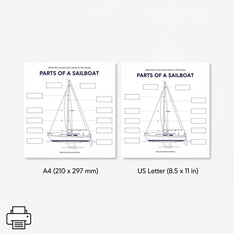 Sailboat Parts Worksheet: Printable Sailing Education Activity (PDF) - Etsy