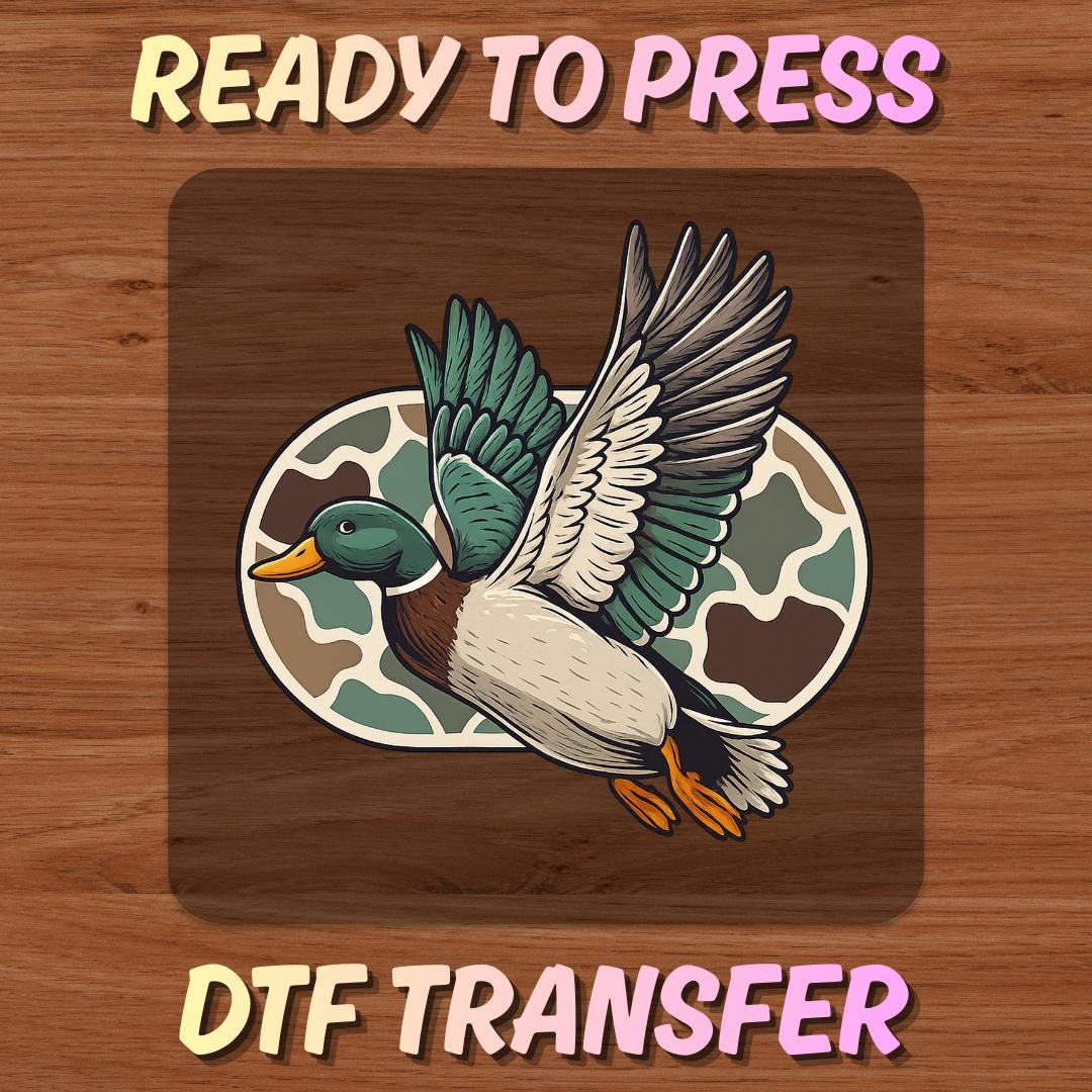 Flying Mallard Duck Dtf Transfer, Hunting Ready to Press Transfers - Etsy