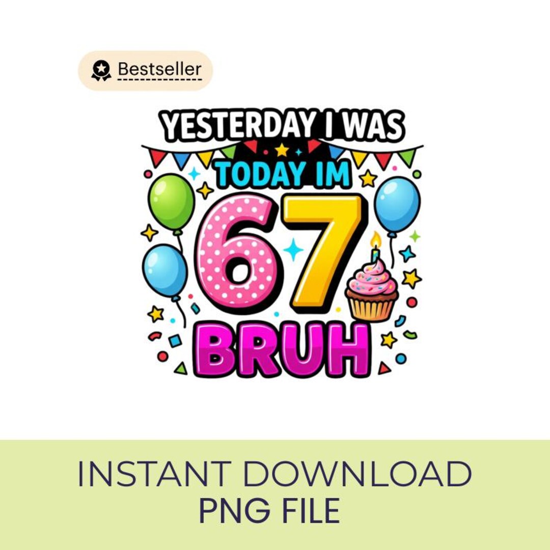 Turning 7 Birthday Shirt, Bruh I M 6 Png, 67 Funny Meme, Kid 7th Quote ...
