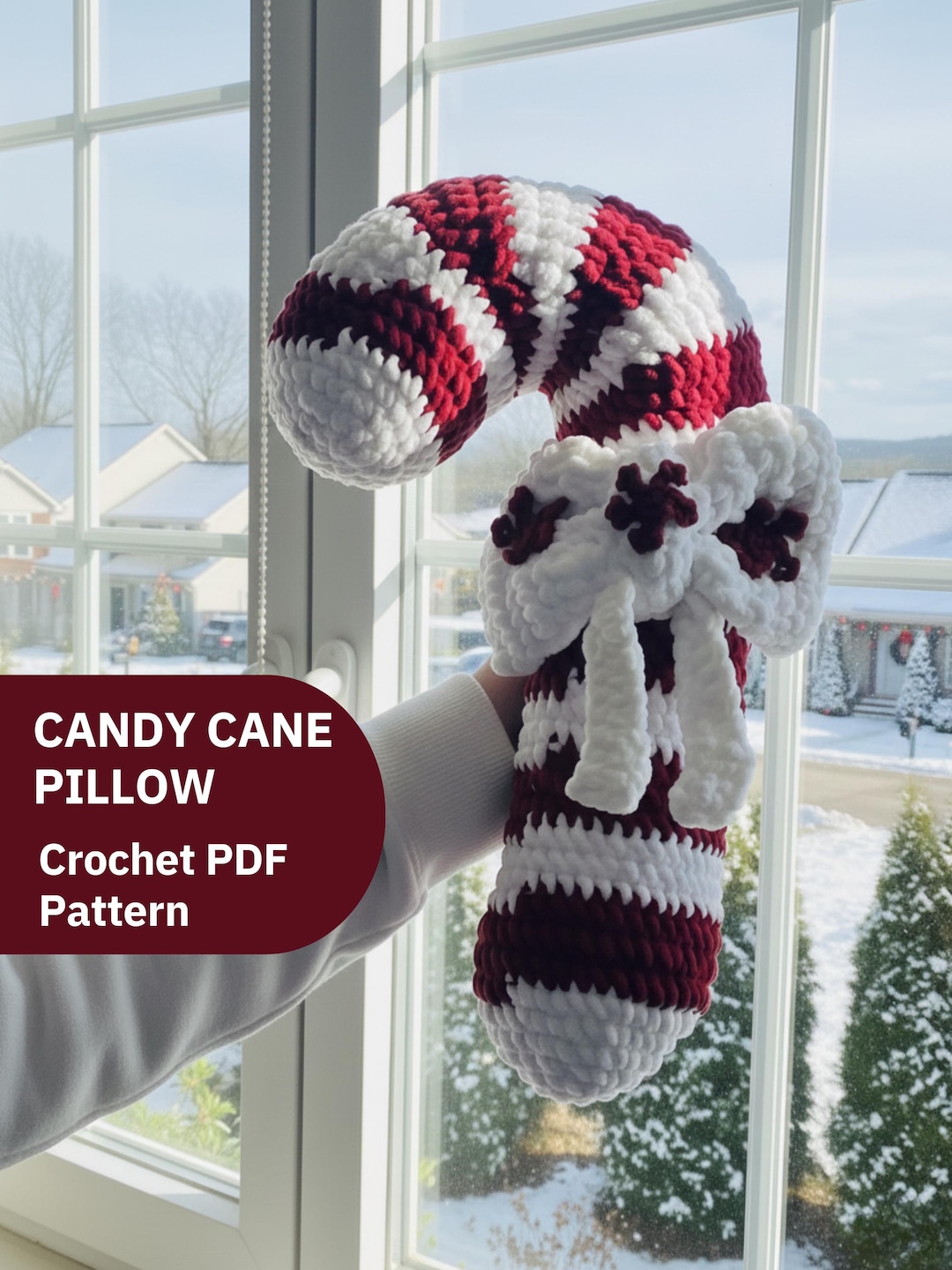 DIY Crochet Candy Cane Pillow Pattern PDF | Xmas Decor Christmas ...