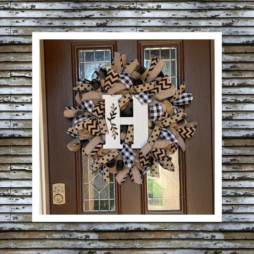 Front Door Wreath Monogram Front Door Decor All Seasons - Etsy