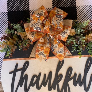 Fall Thankful Pumpkin Door Sign Front Door Fall Decor Sign - Etsy