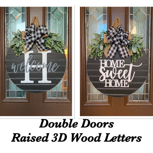 Front Door Decor Double Door Sign Front Door Hanger - Etsy