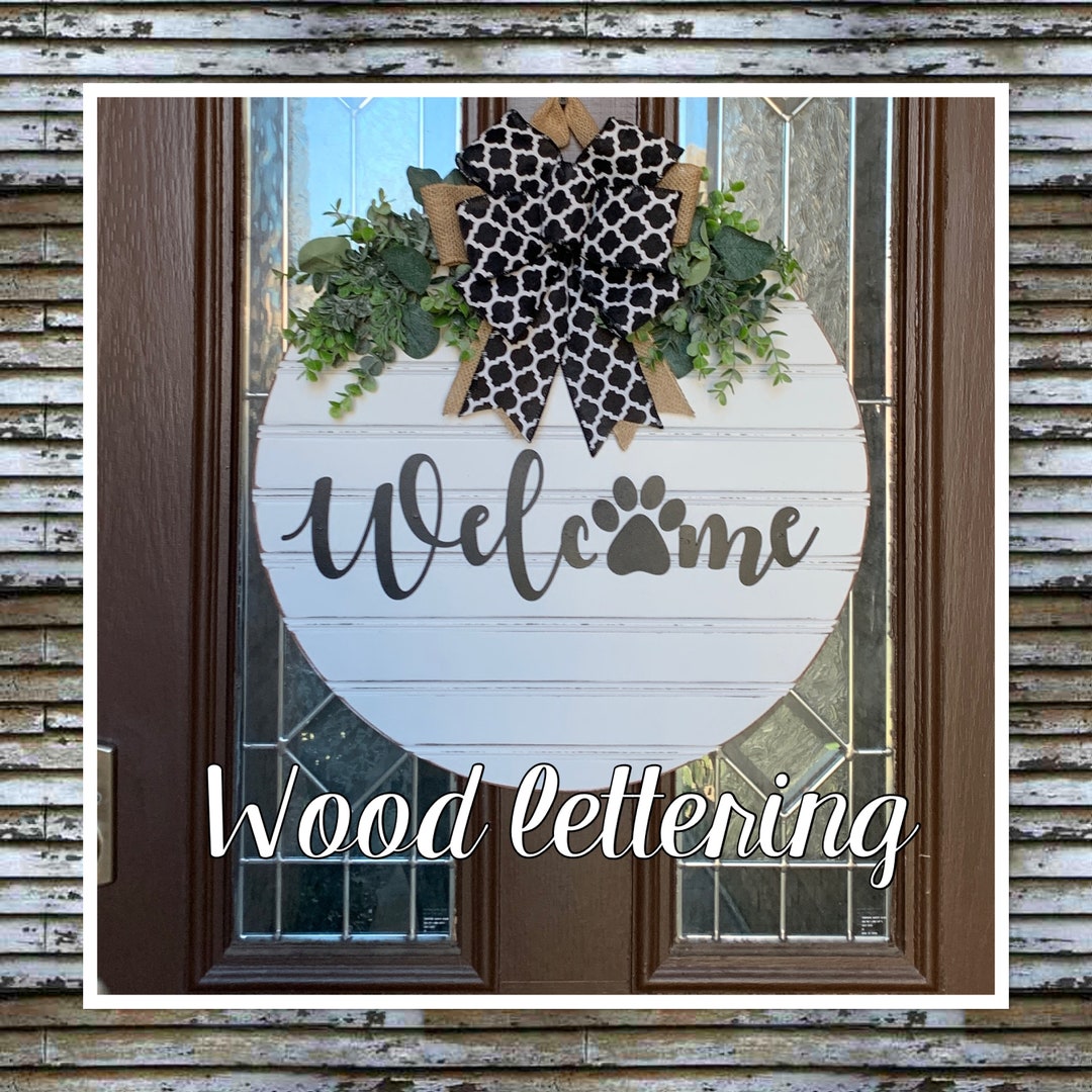 Front Door Dog Decor Welcome Paw Print Door Sign Porch Door - Etsy