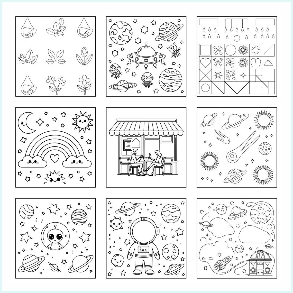 Simple Large Print Coloring Book, Relaxing Designs (PDF Download) - Etsy