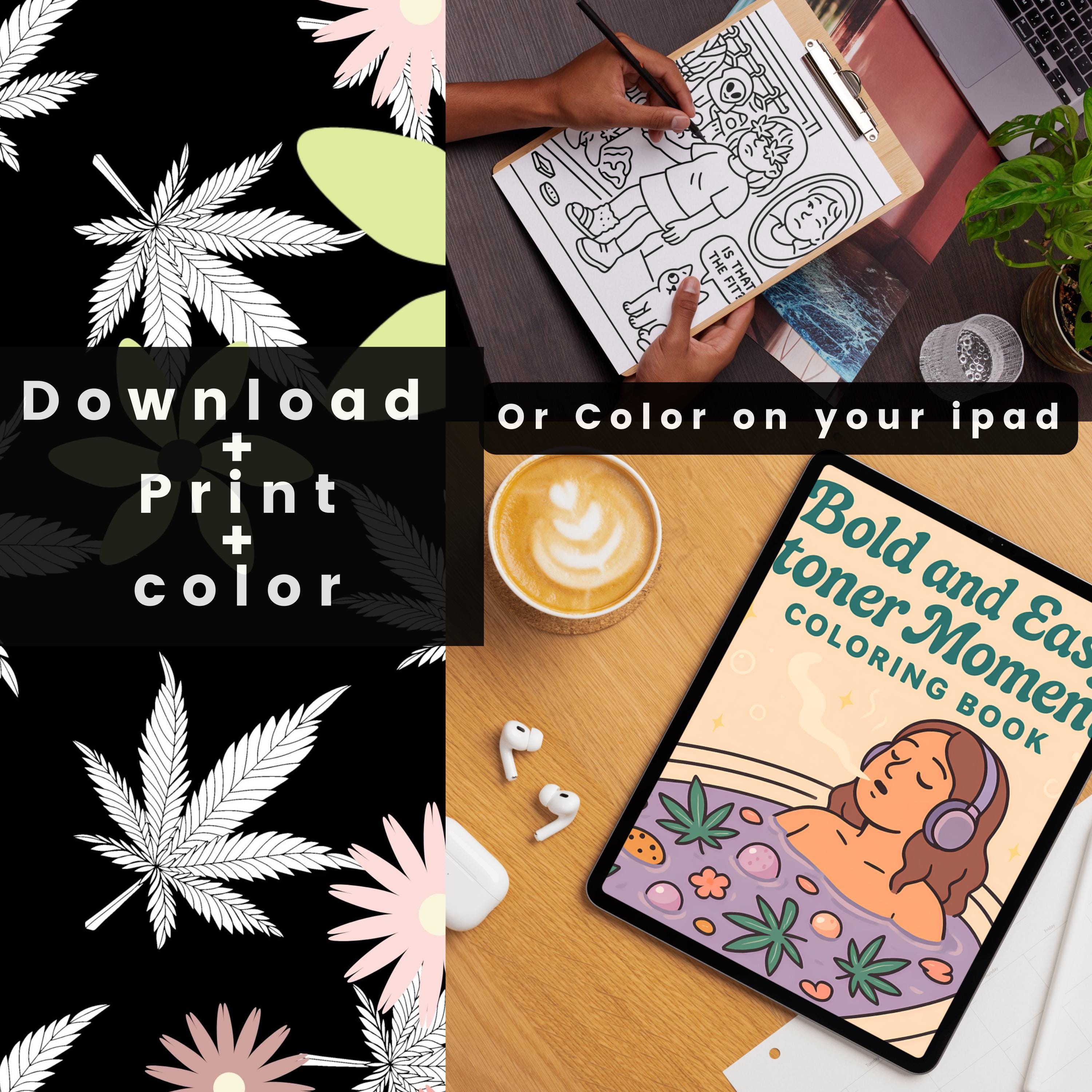 Stoner Girl Moments 2, Bold and Easy Adult Coloring Book | 44 Pages ...
