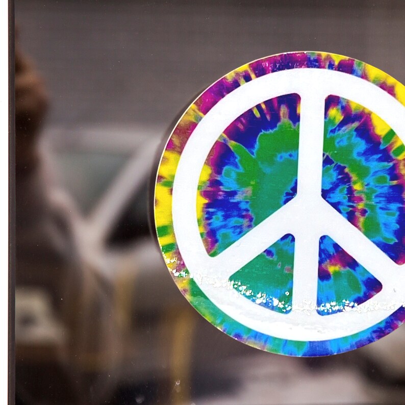 Tie Dye Peace Sign Sticker Glossy Waterproof Vinyl Sticker for Laptops ...