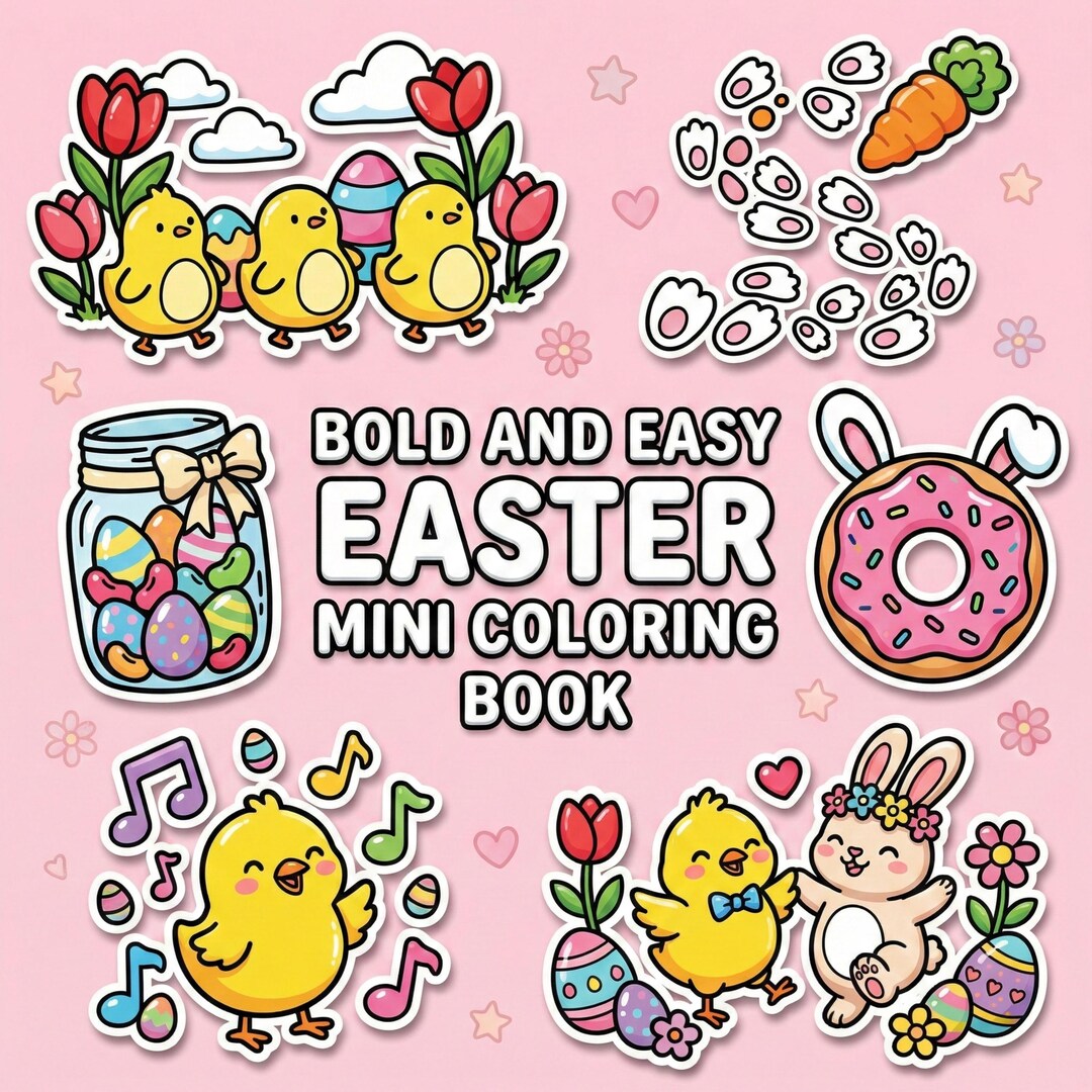 Bold Easter Coloring Book, Easy Art for Kids & Adults (PDF) - Etsy