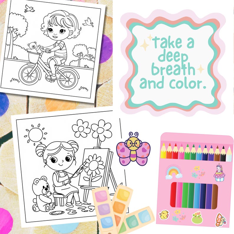 Cozy Girl Coloring Book, Easy Printable Pages (PDF Digital Download) - Etsy