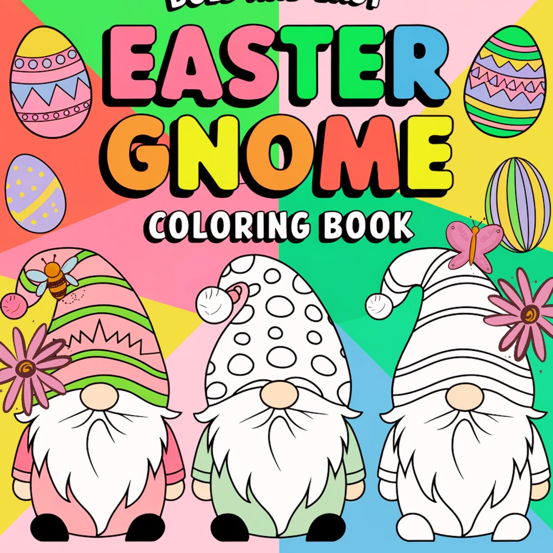 Easter Gnome Coloring Book, Easy Spring Designs (PDF Digital Download ...