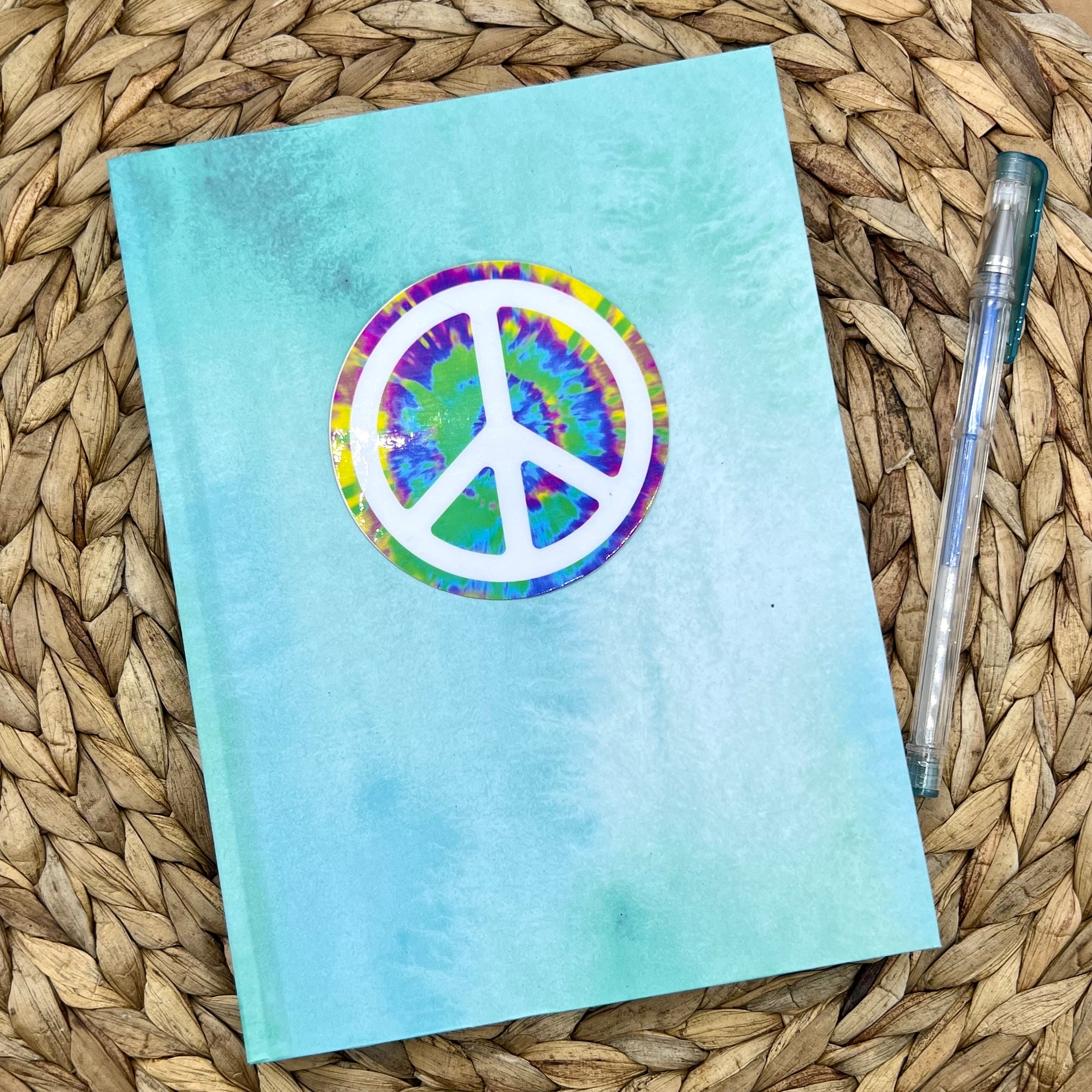 Tie Dye Peace Sign Sticker Glossy Waterproof Vinyl Sticker for Laptops ...