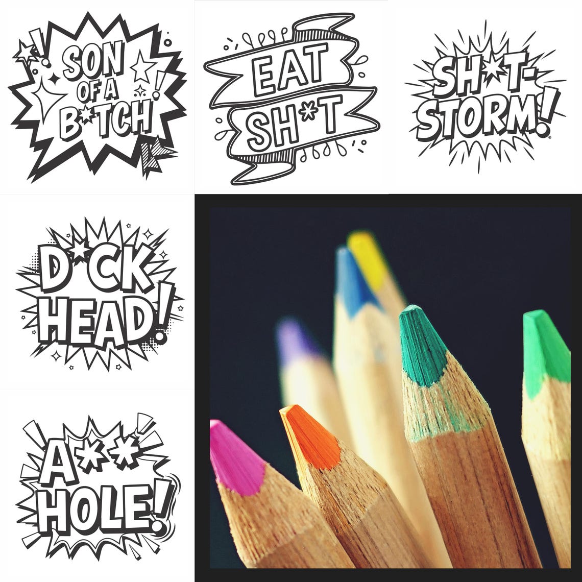 Swear Word Coloring Book, Easy Stress Relief Art (PDF Printable) - Etsy