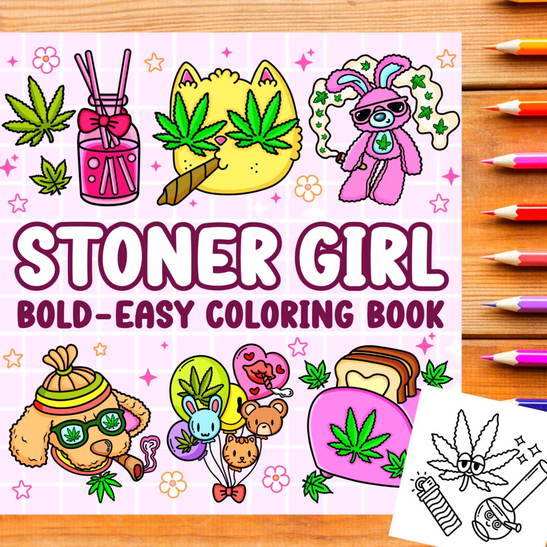 Bold and Easy Stoner Girl Adult Coloring Book | 20 PAGES | PDF Coloring ...