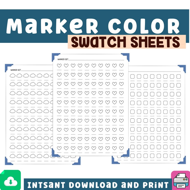 Marker Coloring Color Swatch Printable Pages. PDF Coloring Book ...