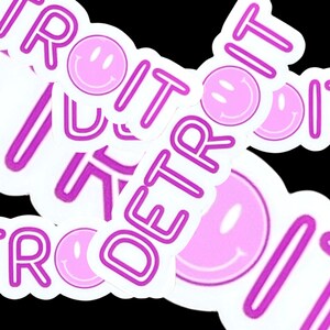Detroit Sticker With Smiley Face 3 W Glossy Waterproof Decal Sticker - Etsy