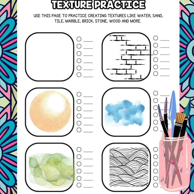 Coloring Technique Printable Practice Sheets for Coloring. PDF Digital ...