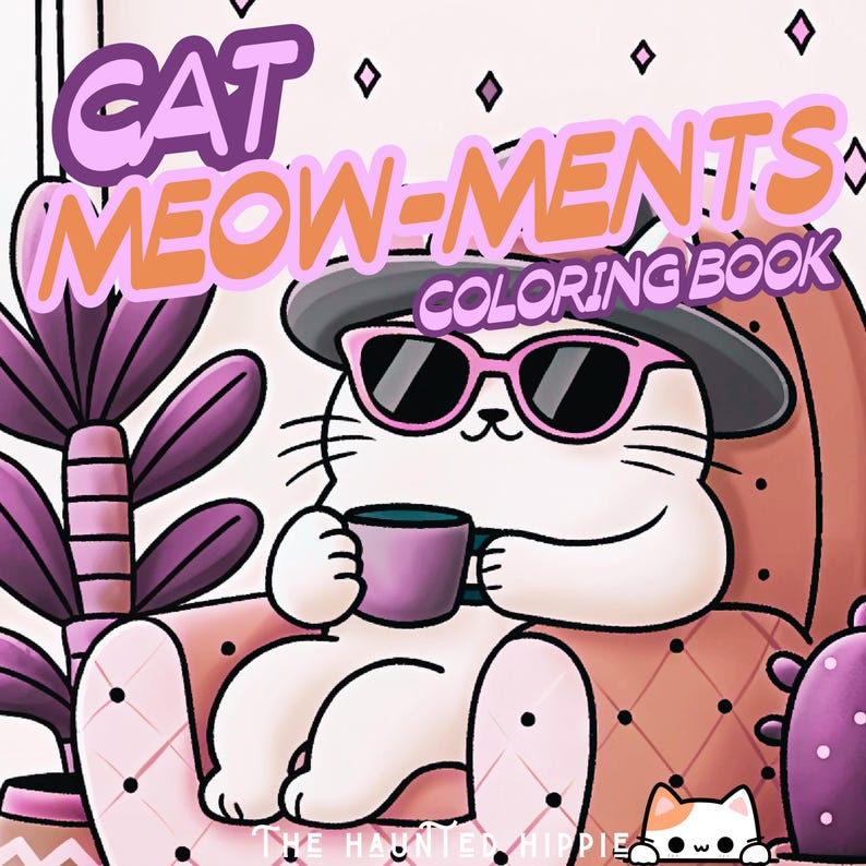 Cat “meow” Moments, Bold and Easy Coloring. 68 Pages. PDF Coloring Book ...