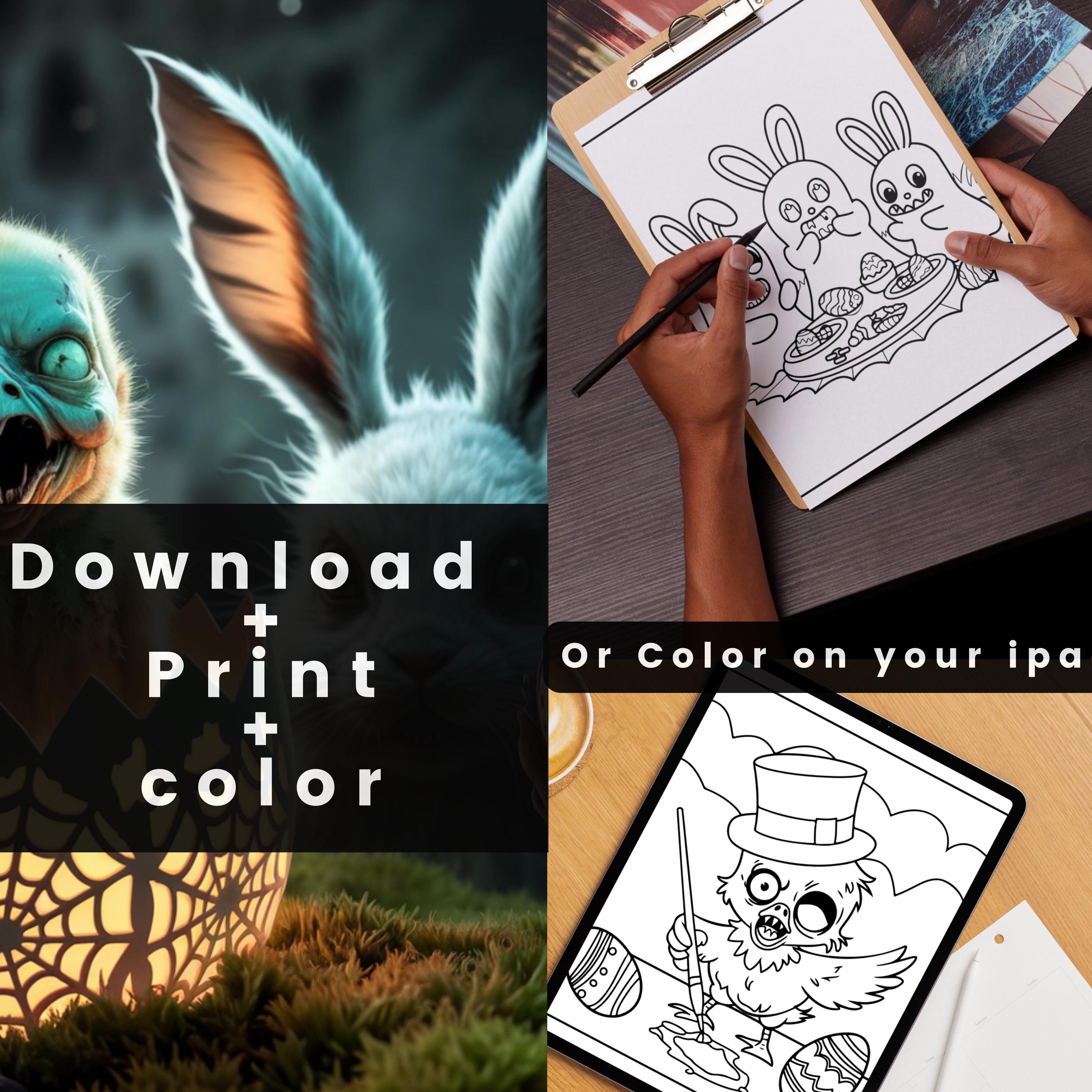 Creepy Easter Coloring Book, Spooky Bunnies & Skeletons (PDF Download ...