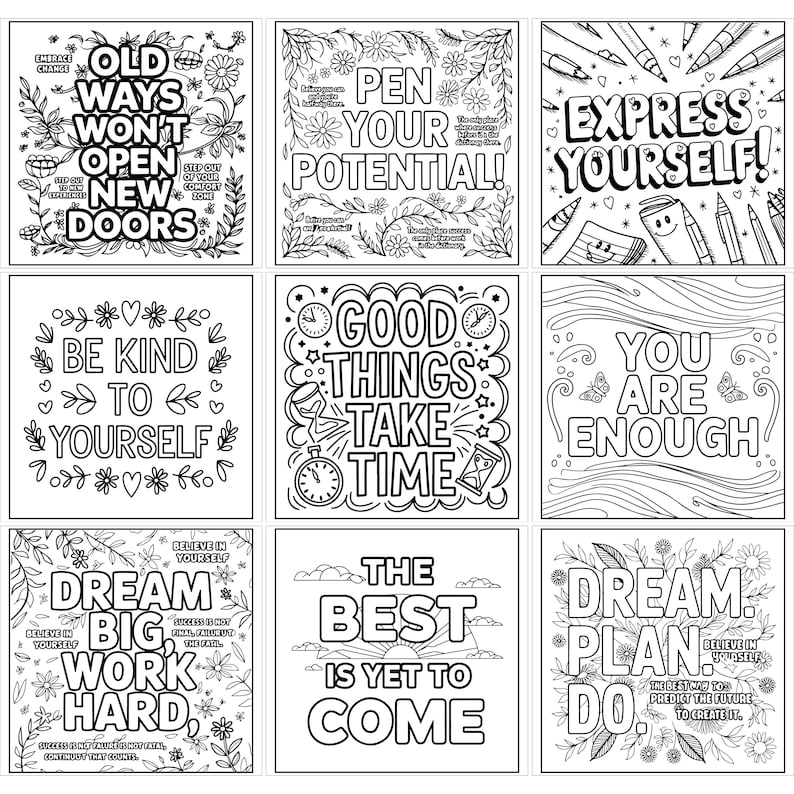 Bold and Easy Motivational Quotes Coloring Book. 80 PAGES In. PDF ...