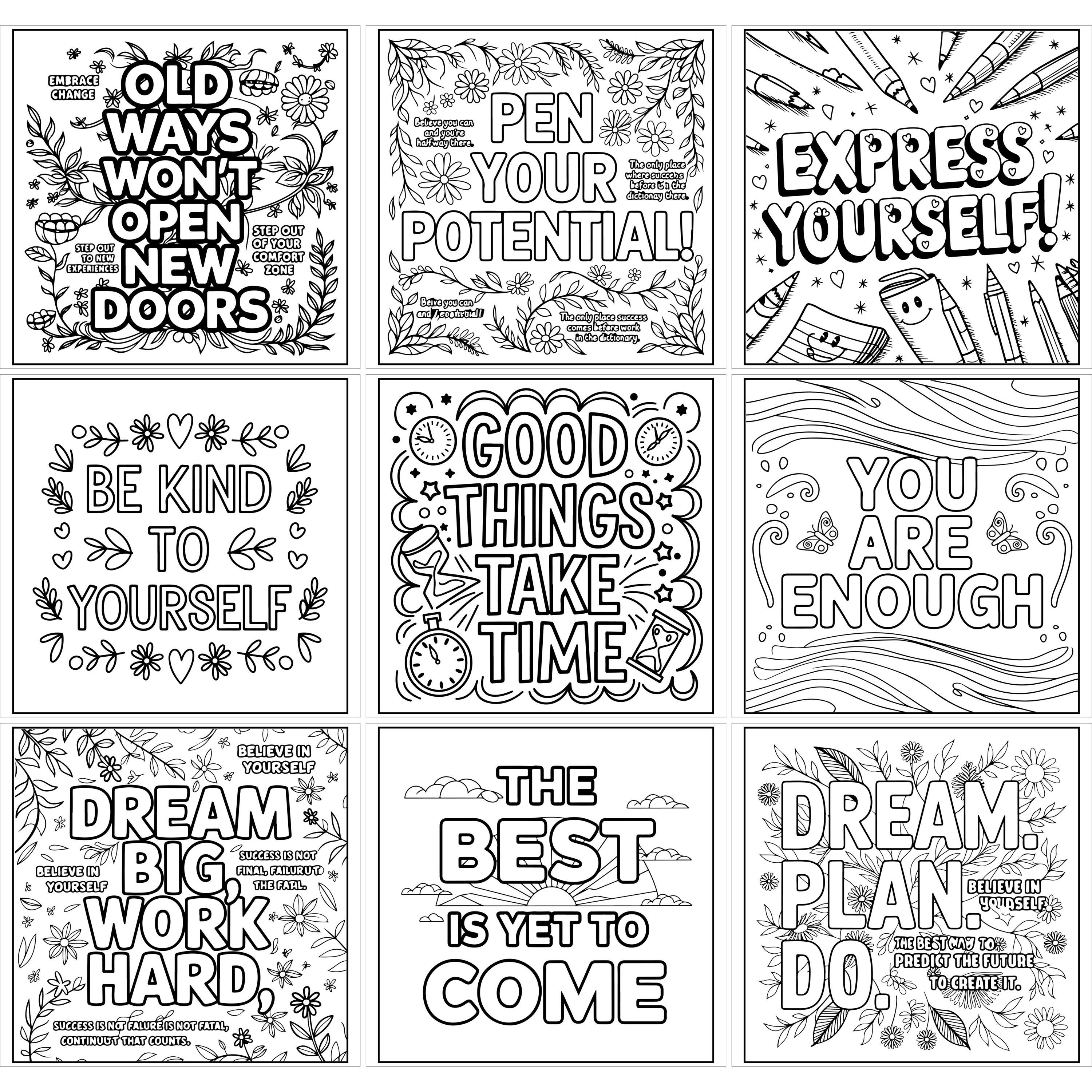 Bold and Easy Motivational Quotes Coloring Book. 80 PAGES In. PDF ...