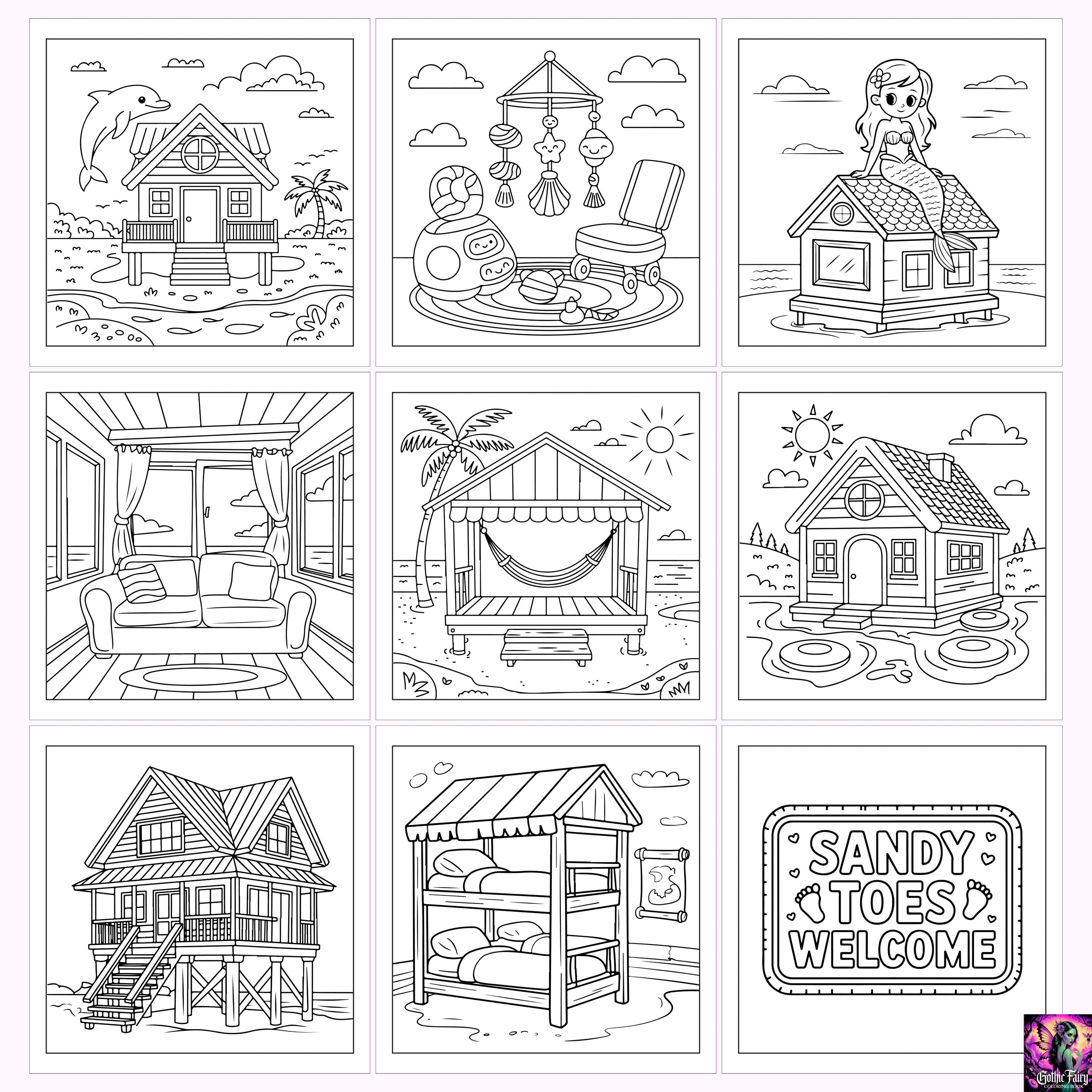 Beach House Coloring Pages: Easy Summer Designs (PDF Download, +50 ...
