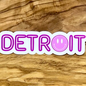 Detroit Sticker With Smiley Face 3 W Glossy Waterproof Decal Sticker - Etsy