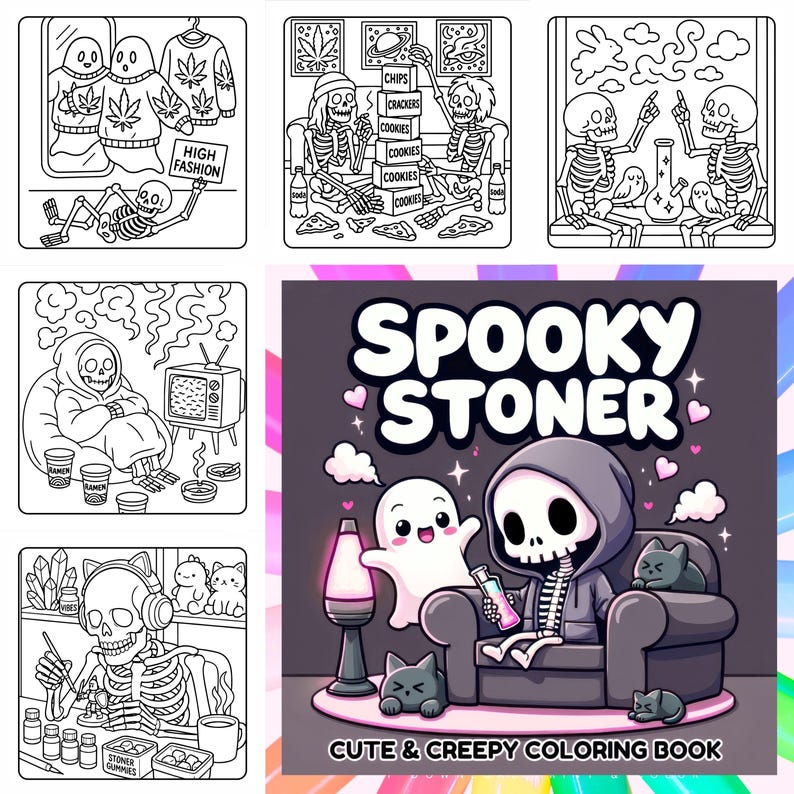 Stoner Spooky Halloween | Adult Coloring Book | PDF | Download, Print ...