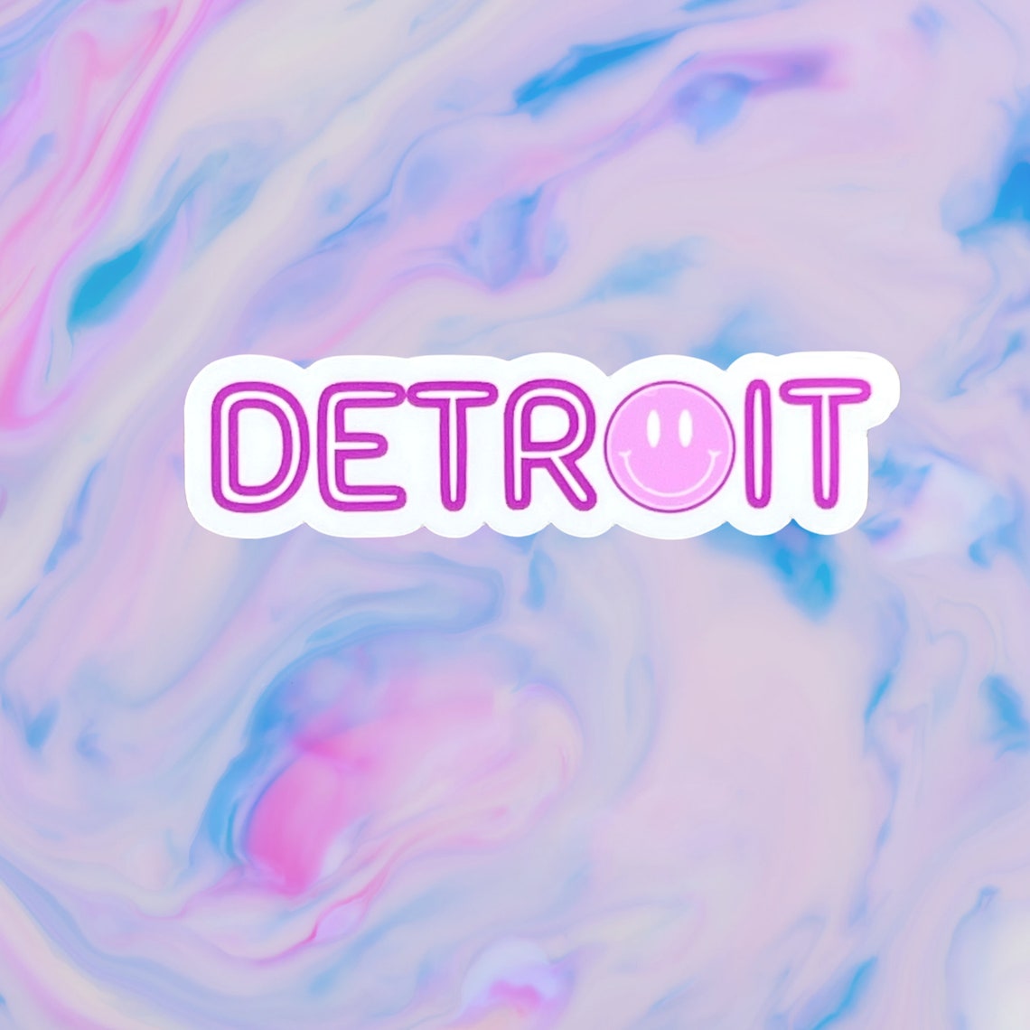 Detroit Sticker With Smiley Face 3 W Glossy Waterproof Decal Sticker - Etsy