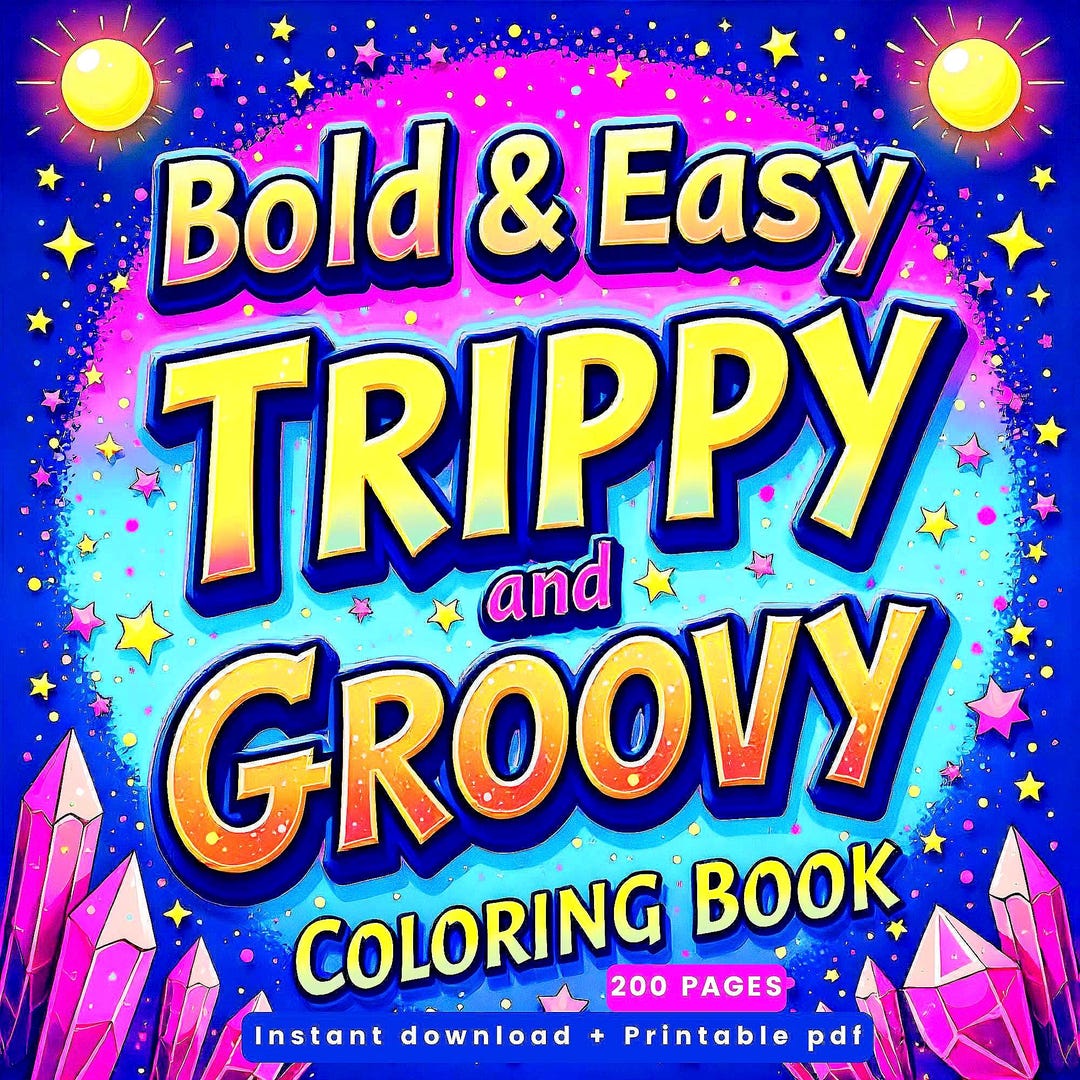 Trippy Groovy Coloring Book, 200 Pages, Adult & Kids (PDF Download) - Etsy