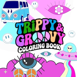 Trippy Groovy Coloring Book: Bold Easy Designs (PDF Download) - Etsy