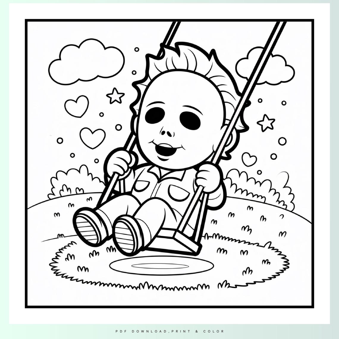 Cute Serial Killers Coloring Book, Halloween Bold Designs (PDF ...