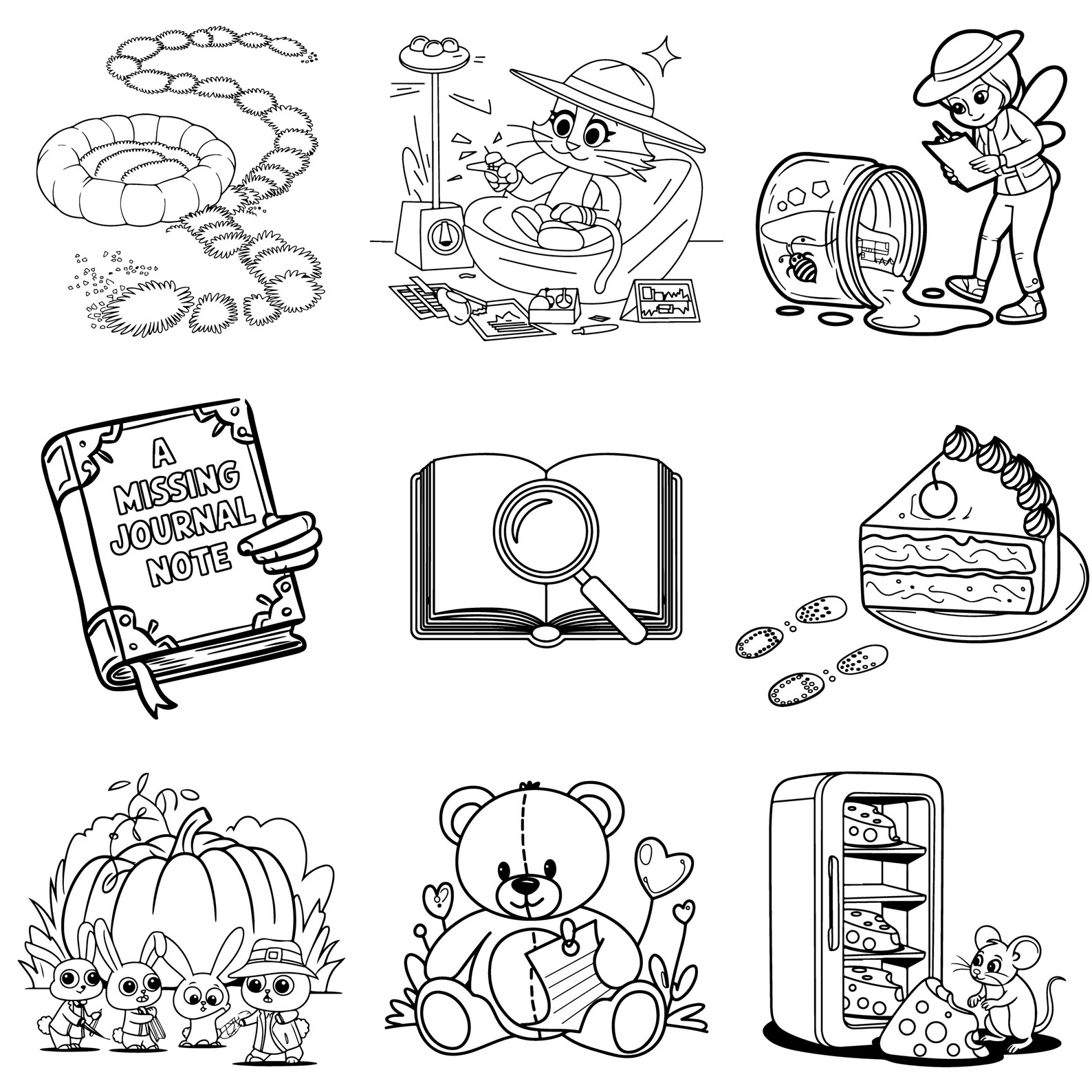 Cute Crime Scenes Coloring Book, Easy Designs (PDF Printable) - Etsy UK