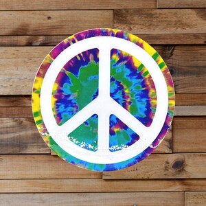 Tie Dye Peace Sign Sticker Glossy Waterproof Vinyl Sticker for Laptops ...