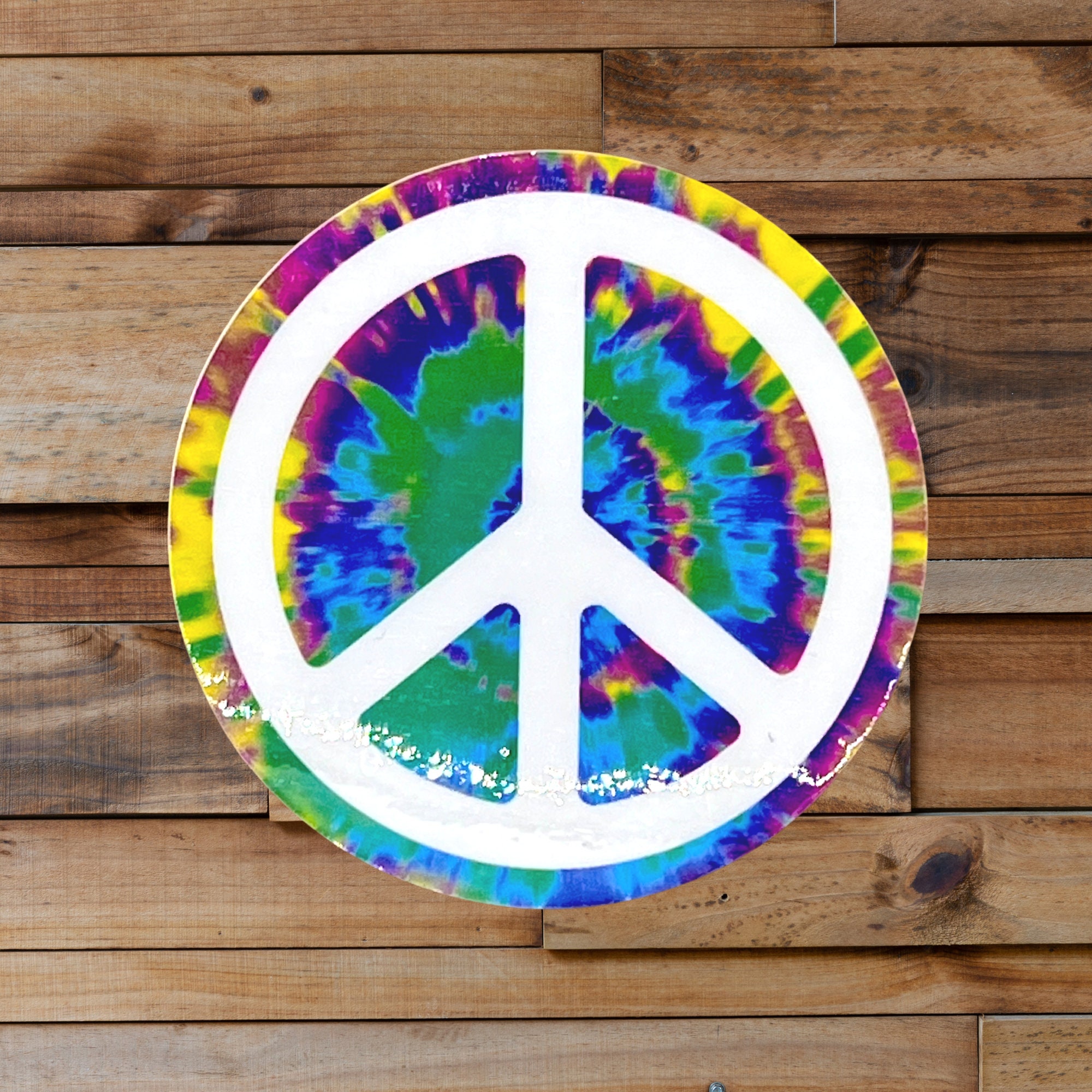 Tie Dye Peace Sign Sticker Glossy Waterproof Vinyl Sticker for Laptops ...