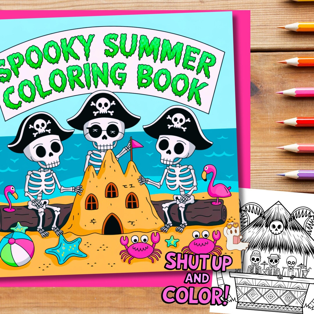 Spook Summer Vibes, Bold and Easy Coloring Book | 45 PAGES | PDF ...