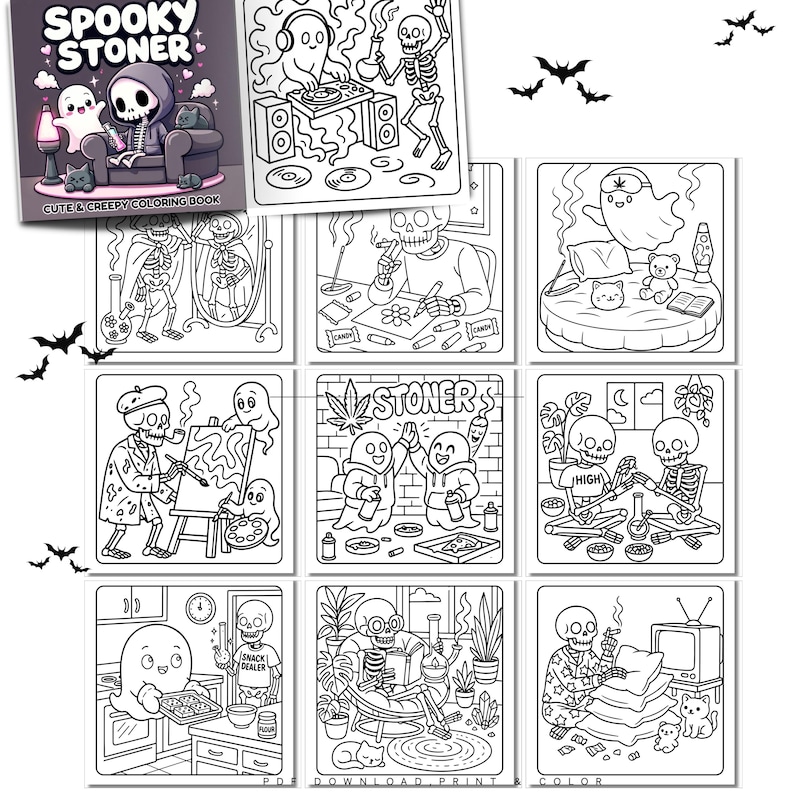 Stoner Spooky Halloween | Adult Coloring Book | PDF | Download, Print ...