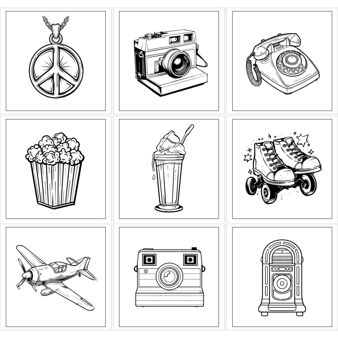 Retro Summer Coloring Book, Cute Groovy Designs (PDF Download) - Etsy