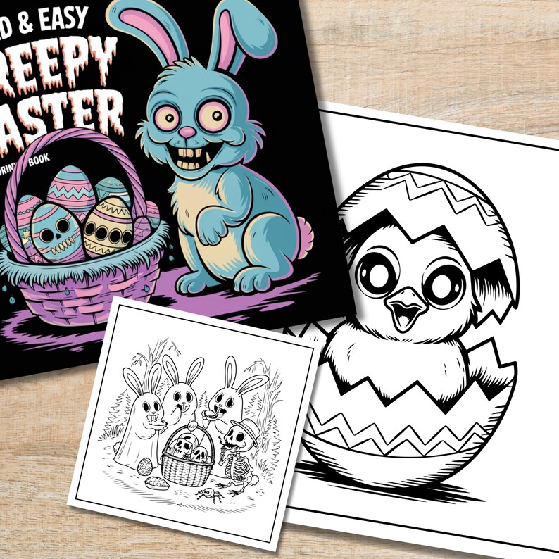 Creepy Easter, Bold and Easy Coloring Book. Bunnies, Skeletons and ...