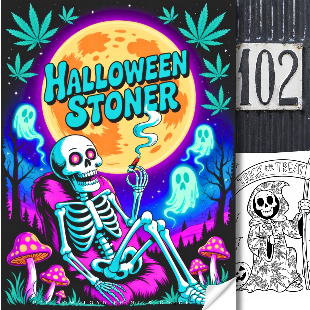 Stoner Summerween Coloring Pages: Spooky Halloween Fun (PDF Download - Etsy