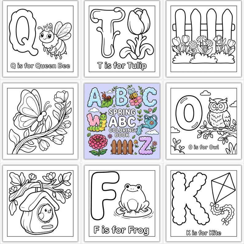 ABC Spring Alphabet Kids Coloring Book | PDF Download and Print | 33 ...