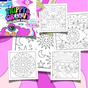 Trippy Groovy Coloring Book: Bold Easy Designs (PDF Download) - Etsy