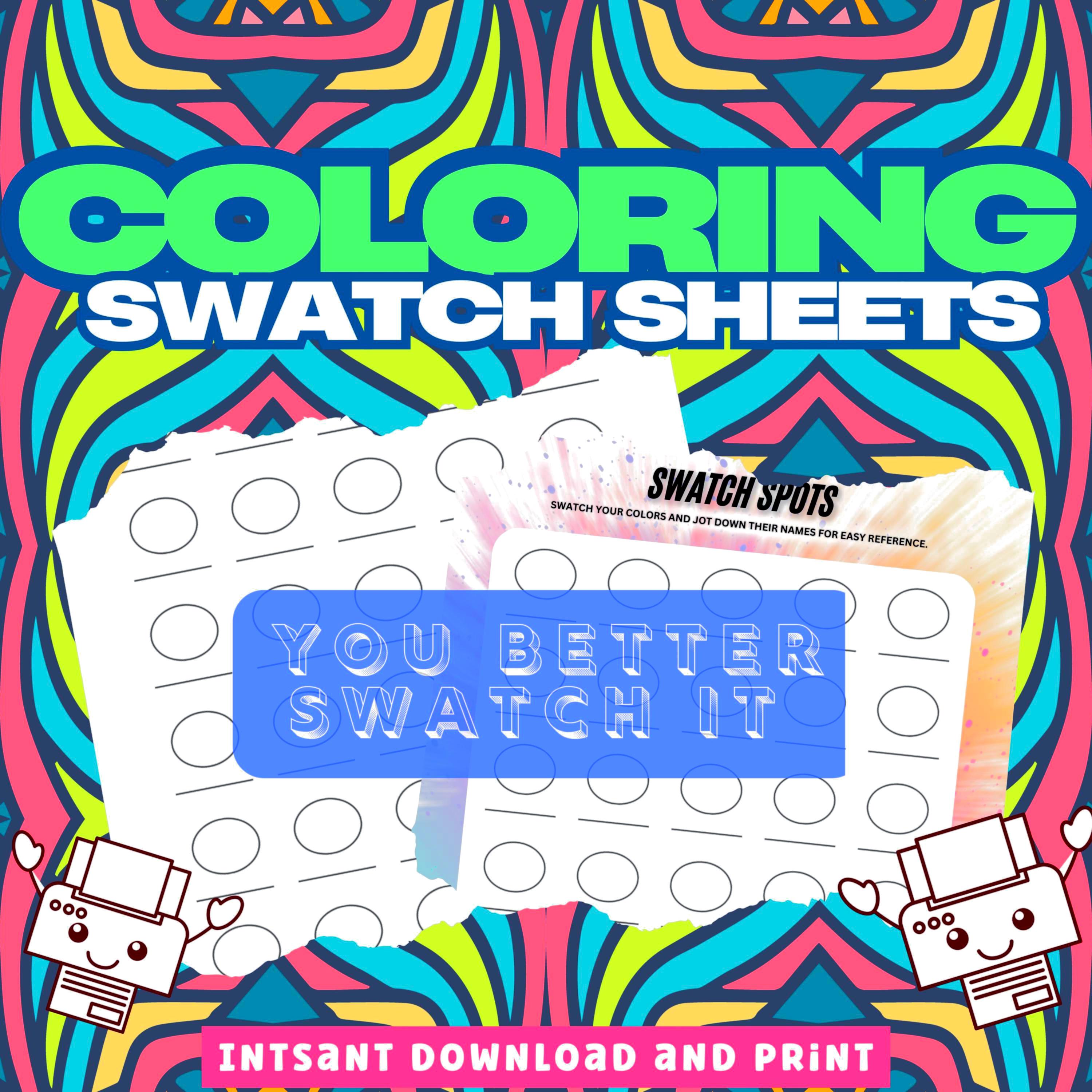 Coloring Marker Swatch Sheets, Color Reference (PDF Digital Download ...