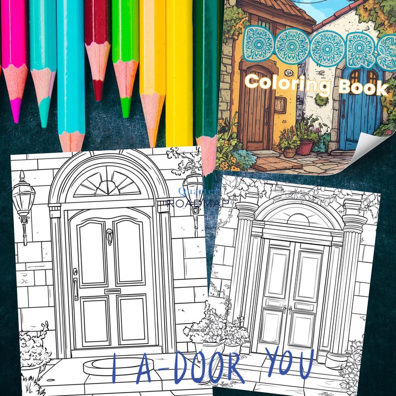 Door, 100 PAGES of Doors Coloring Book for Adults. PDF Download and ...