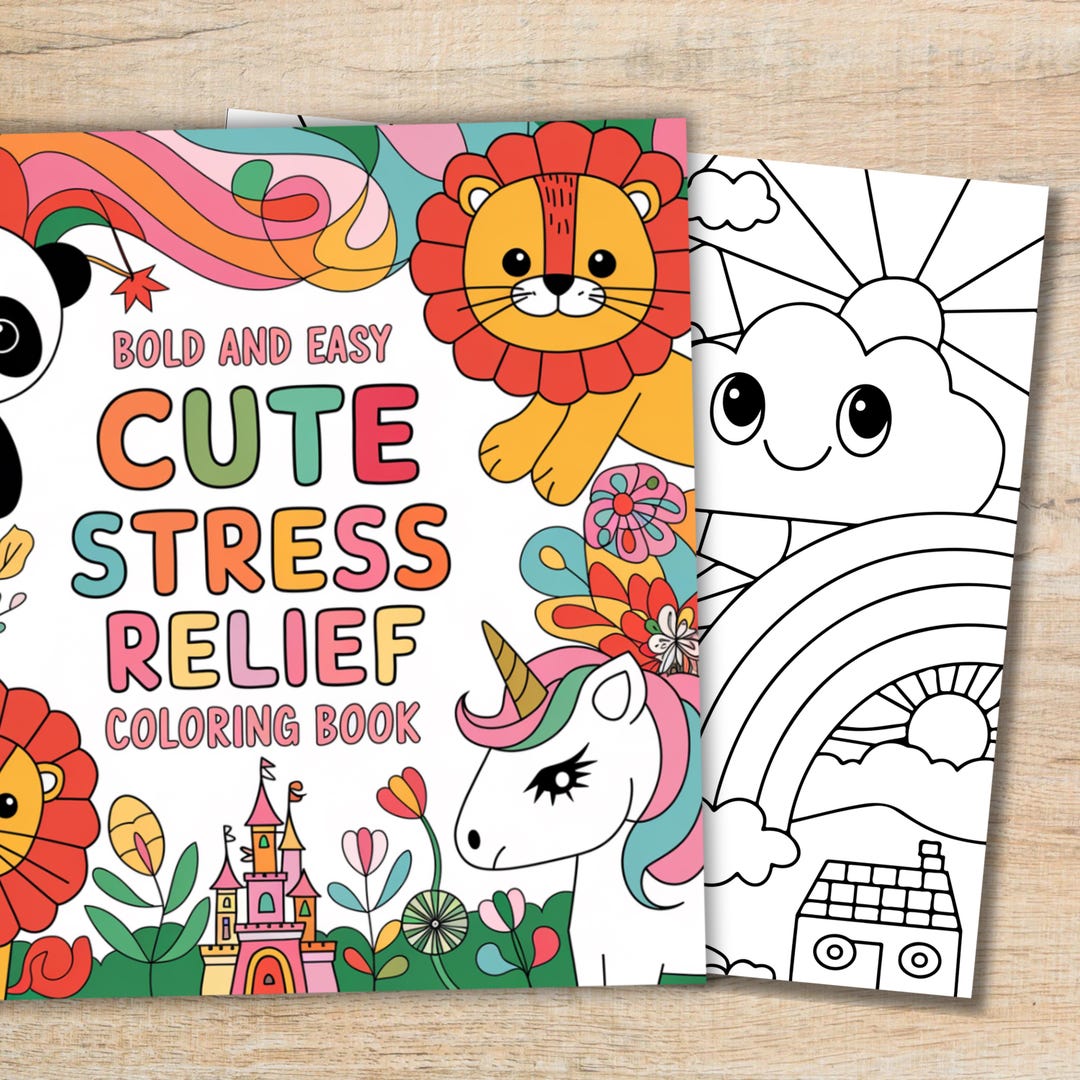 Cute Stress Relief Coloring Pages (PDF Download) - Etsy