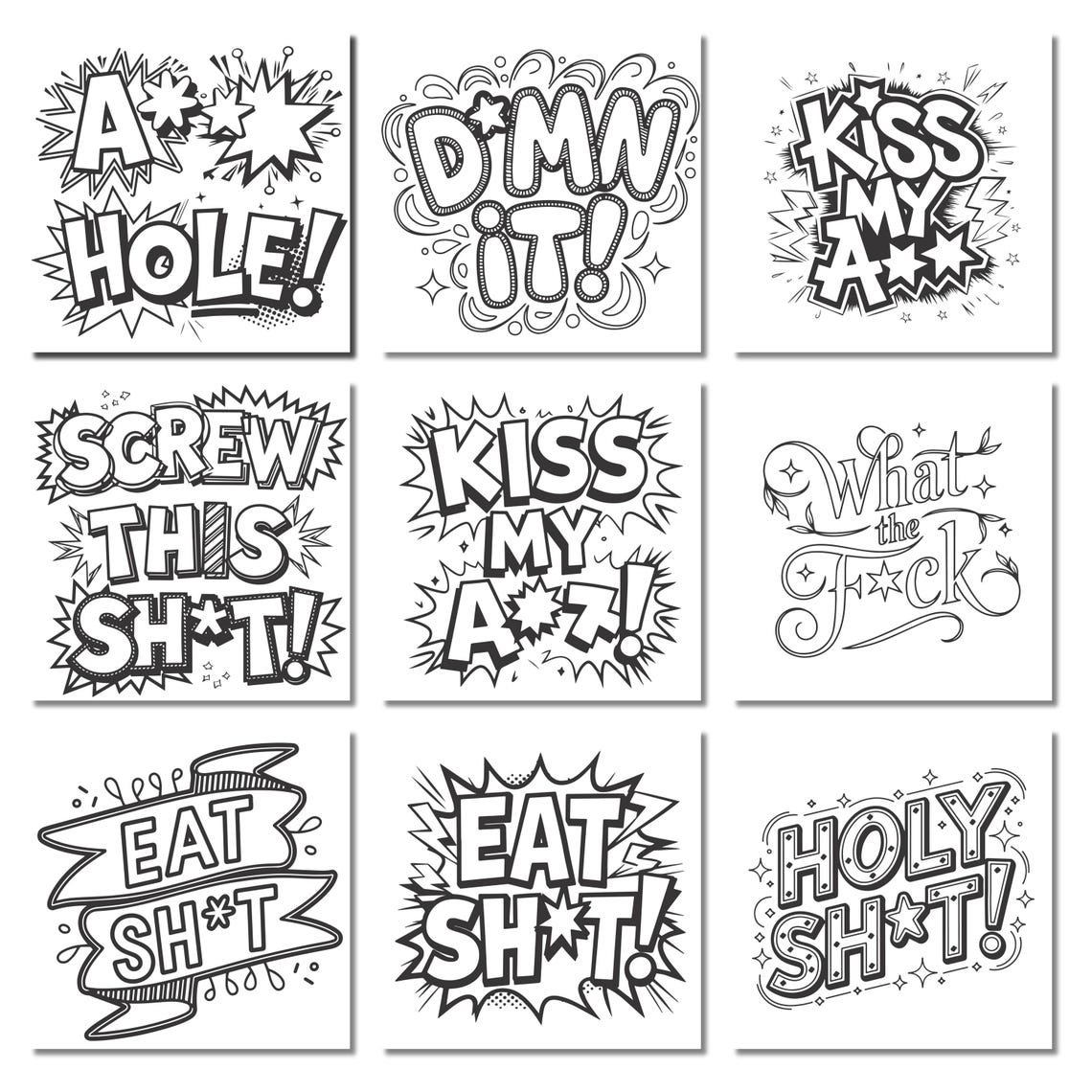 Swear Word Coloring Book, Easy Stress Relief Art (PDF Printable) - Etsy